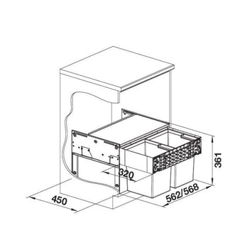 Blanco Compact Select 2 Compartment 34L Recycler: 600mm Door ...