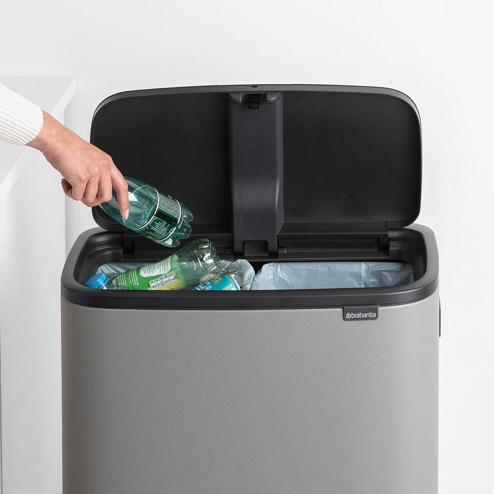 Brabantia Bo Hi Touch 2-Compartment 60 Litre Recycling Bin| Concrete ...