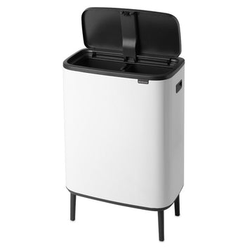 Brabantia Bo Hi Touch 2-Compartment 60 Litre Recycling Bin | White ...