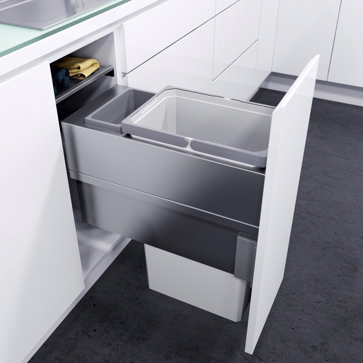 Pull Out Door Kitchen Bins 300mm | Integrated Cupboard Bin | Binopolis