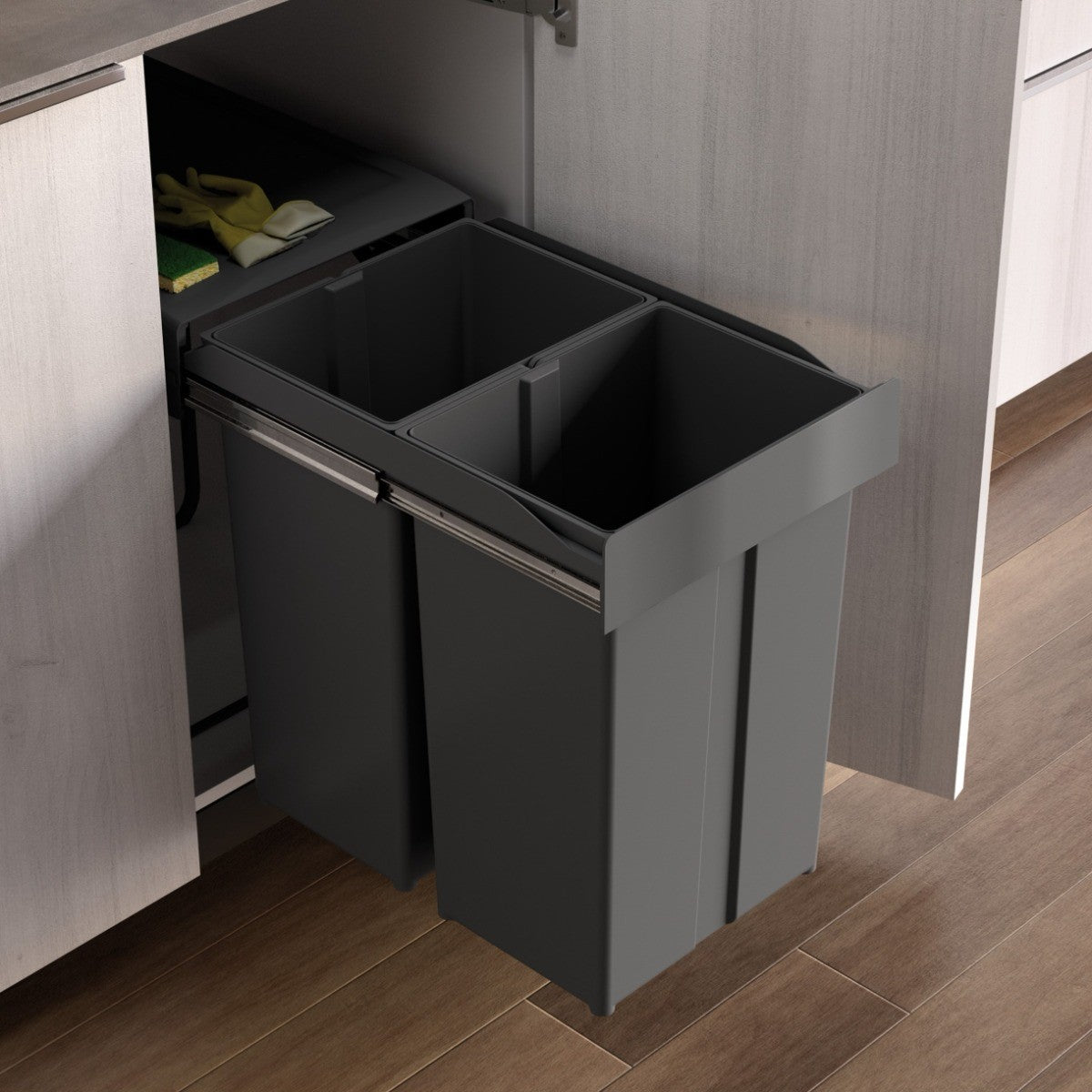 Integrated Pull-out Kitchen Bins for 400mm Hinged Cupboard Doors ...